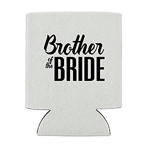 Brother of the Bride Wedding Can Cooler - Drink Sleeve Hugger Collapsible Insulator - Beverage Insulated Holder
