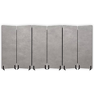 6 Panels Freestanding Acoustic Room Divider Grey Tone Color Cement Wall Concrete Texture Grunge Surface meterial Soundproof Privacy Screen Folding Sound Absorbing Partition Wall Divider for Office