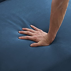 Hbaid 85.43" Velvet Sofa Bed, Convertible Sleeper Sofa with Tapered Wood Legs and Armrest, Modern Loveseat Couches for Living Room, Bedroom, Blue