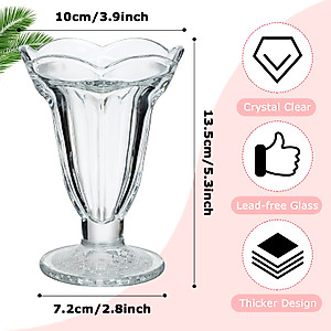 Mimorou 12 Pack 6 oz Ice Cream Glass Cups Footed Glass Tulip Sundae Cups Thick Clear Ice Cream Dessert Bowls for Desserts, Salads, Fruits, Ice Cream, Cocktails, Snack