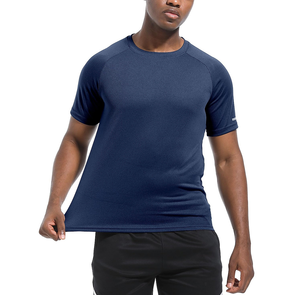 Boyzn 3 Pack Workout Shirts for Men, Moisture Wicking Quick Dry Active Athletic Men's Gym Performance T Shirts Black/Navy/Red-3P01-L