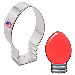 Christmas Lights/Light Bulb Cookie Cutter, 3.25", Made in USA by Ann Clark