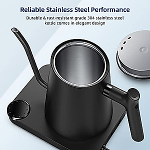 Gooseneck Electric Kettle, 0.9L Electric Tea Kettle with Temperature Control & Holding, 1200w Fast Boiling Hot Water Kettle, Stainless Steel Pour-Over Kettle for Coffee & Tea, Auto Shut off