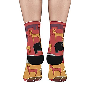 Women's & Men's Socks With Elephant Africa Gazelle Animal Retro Pattern on Them Cool Novelty Design For Work, Gym, Fitness, Sports, Traveling, Playing