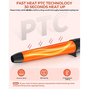 7 in 1 Curling Wand Set: Ohuhu Curling Iron Wand 7Pcs 0.35 to 1.25 Inch Interchangeable Ceramic Barrel Heat Protective Glove 2 Clips Dual Voltage Hair Curler for Girls Women Black