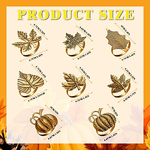 WILLBOND 12 Pcs Thanksgiving Napkin Ring Set Pumpkin Napkin Holders Fall Napkin Rings Fall Leaf Napkin Rings Alloy Napkin Holder Buckle for Halloween Home Party Table Decor Wedding Supplies(Classic)