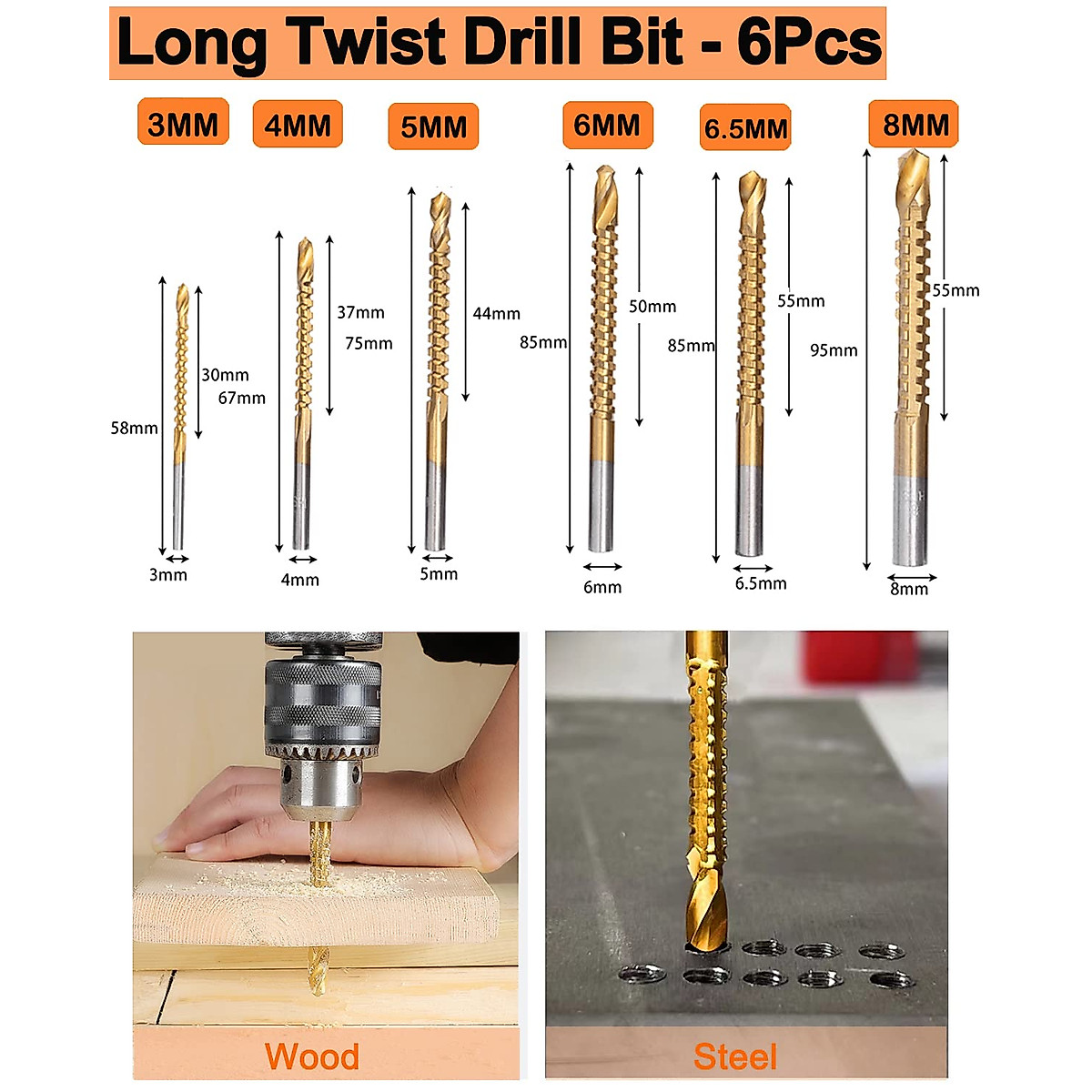 50 Pack Wood Working Chamfer Drilling Tools, 12 Countersink Drill Bit Set, 7 Counter Sinker Drill Bit Set, 8 Plug Cutters for Wood, 8 Drill Stop Bit Collar Set, 6 Step Drill Bits and 6Pcs High