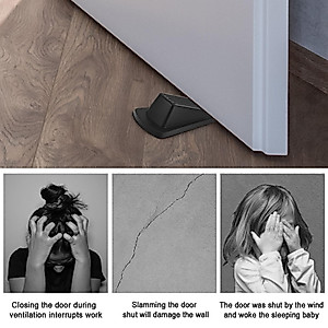 Beieverluck 24 Pack Door Stoppers for Bottom of Door Rubber Door Stop Wedge Sturdy Stackable Door Stops for Floor Wall Carpet Heavy Duty Door, Black