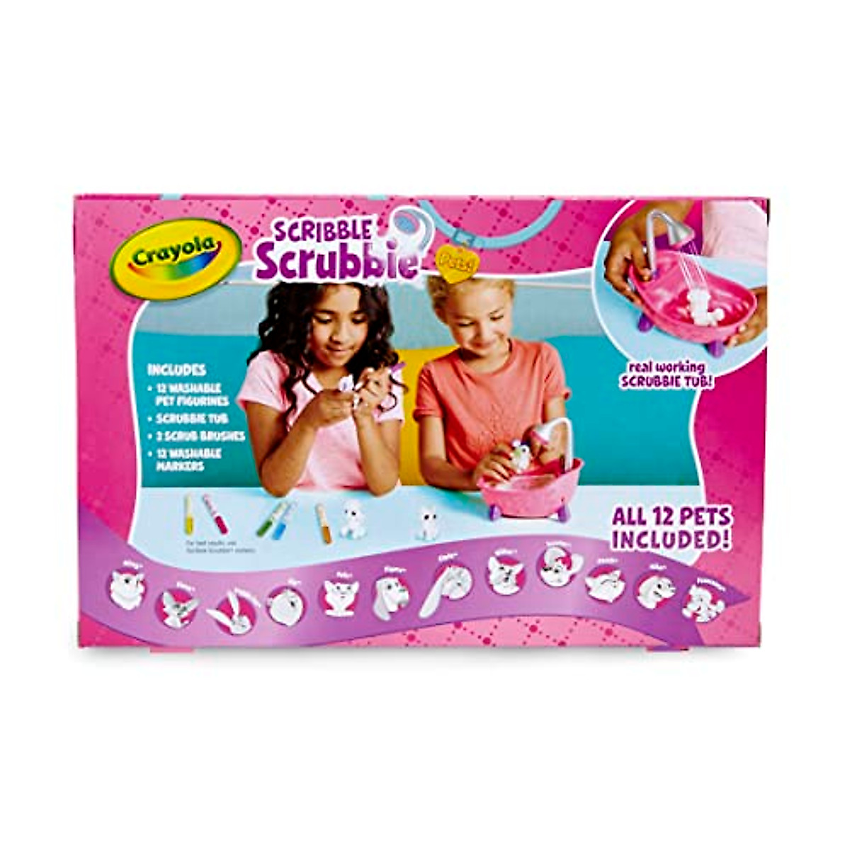 Crayola Scribble Scrubbie Pets Mega Pack (12 Pets), Reusable Pet Care Toy, Dog & Cat Toys for Kids, Holiday Gift for Girls & Boys, 3+