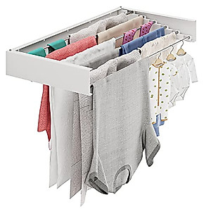 brightmaison BGT 40'' Retractable Clothes Drying Rack Wall Mounted, Space Saver Collapsible Foldable Laundry Drying Rack Wall Mount, Metal, White