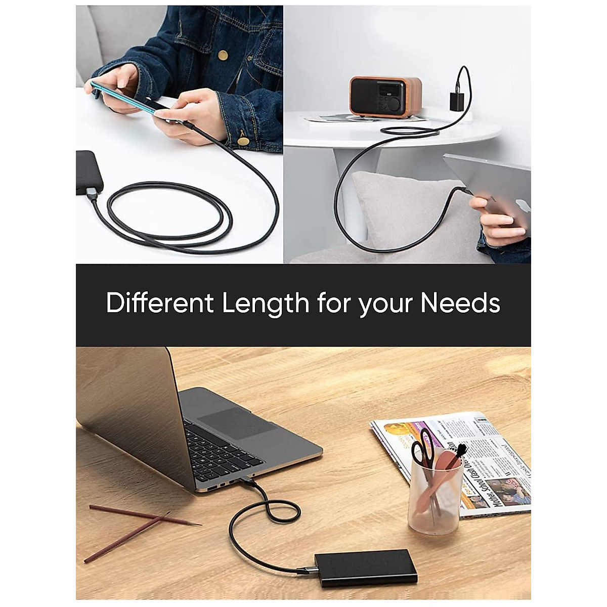 CableCreation 8K HDMI USB C Hub Bundle with Short USB to USB C Cable 1.6FT