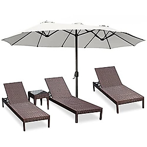 ABCCANOPY 15FT Double-Sided Aluminum Table Patio Umbrella Garden Large Umbrella,Swimming Pool 12+Colors,Light Beige