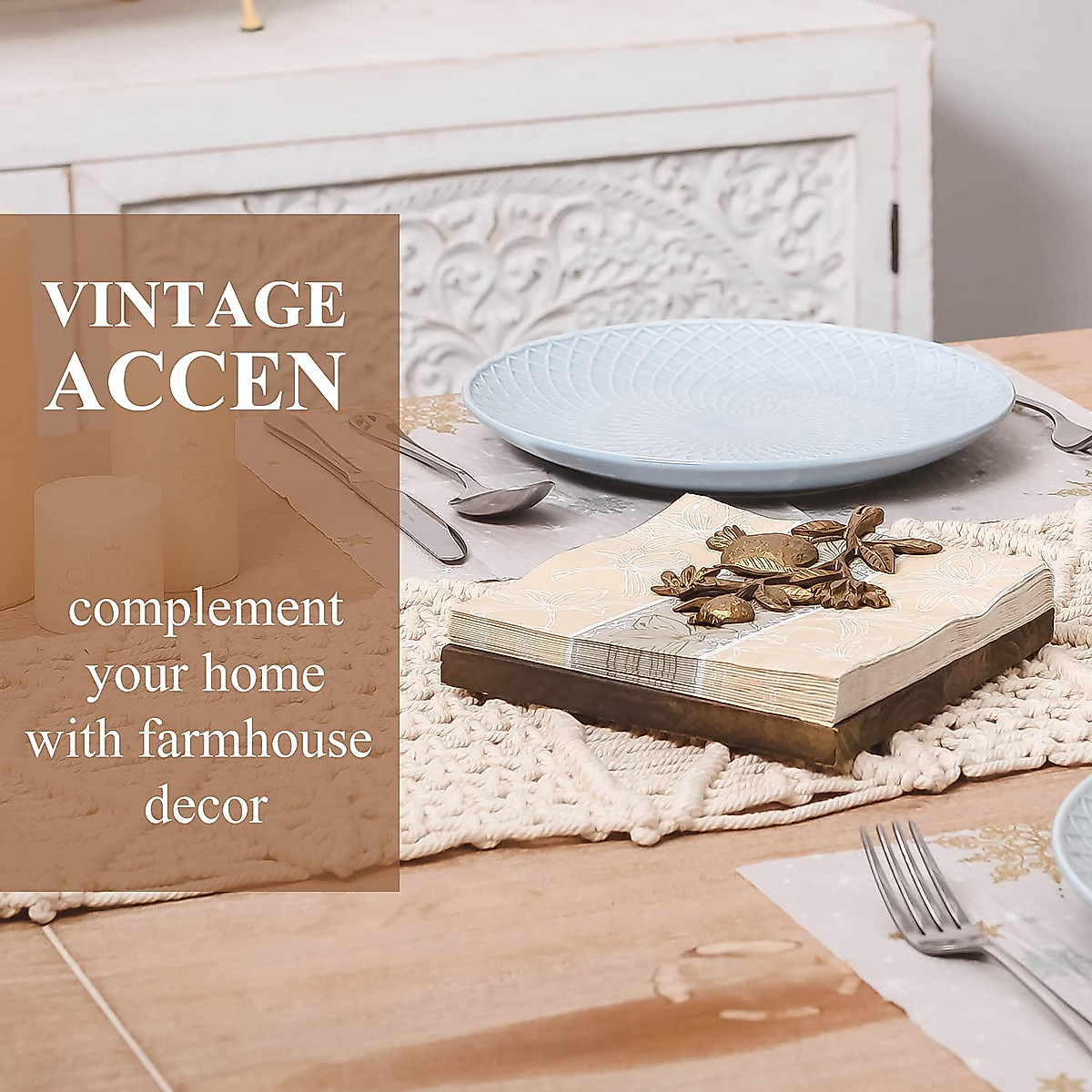 NIKKY HOME Vintage Wood Flat Napkin Holder