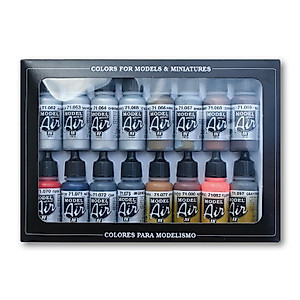Vallejo Metallic Set Model Air Paint, 17ml, 16-Pack