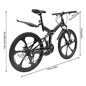 SABUIDDS 26 Inch Folding Mountain Bike for Adults - Men and Women Foldable Bicycle, 6-Blade Wheel | High-Carbon Steel Frame | Height Adjustable | Weight Capacity up to 330 lbs