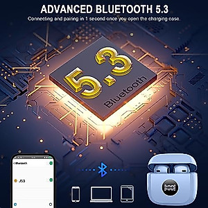 Wireless Earbuds, Bluetooth 5.3 Ear Buds LED Power Display Headphones Bass Stereo, Bluetooth Earbuds in-Ear Noise Cancelling Mic, 40H Playback Mini Case IP7 Waterproof Sports Earphones for Android iOS
