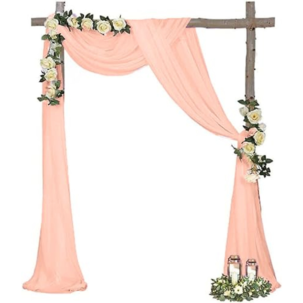 SFN SKY Blush 100% Chiffon Arch Ceremony Backdrop 30" x 6 Yards for Wedding Arch Door/Home Canopy Bed Curtains - Long Sheer Window Topper Valances/Bedroom Tablecloth (Blush)