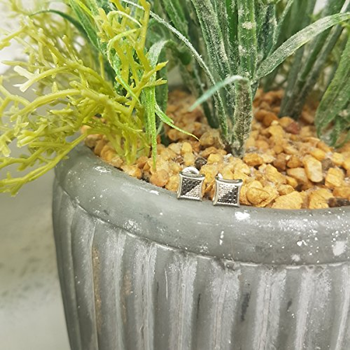 Dazzlingrock Collection 0.10 Carat (ctw) White & Black Round Diamond Micro Pave Setting Kite Shape Stud Earrings 1/10 CT, Sterling Silver