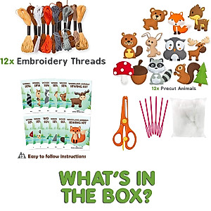 BLYNN Dinosaur Animals Craft Kit Forest Creatures DIY Sewing Felt Plush Animals for Kids Beginners Educational Sewing Set Girls and Boys Art Craft Kits (Puppy)