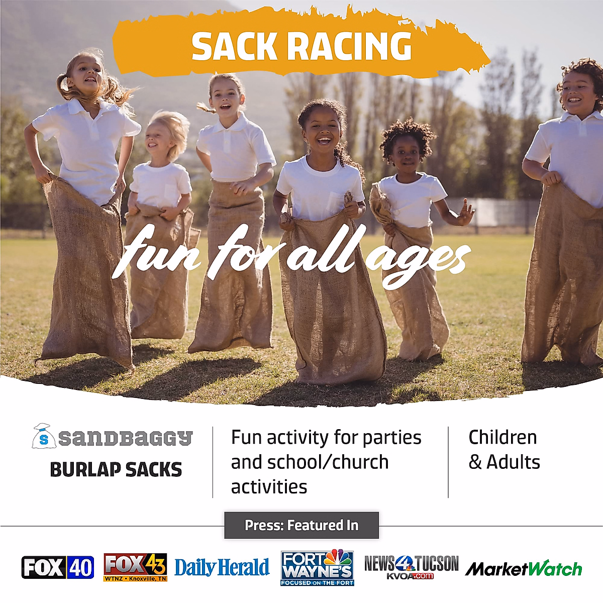 Sandbaggy - Large Burlap Bags 24" x 40" - Burlap Sack Race Bags for Kids & Adults - Premium Quality Burlap Bags for Vegetables- Bad Weather/Frost Protection - Pack of 4 - Great as Potato Sacks