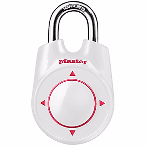 Master Lock 1500iDPNK Locker Lock Set Your Own Directional Combination Padlock, 1 Pack, White/Pink