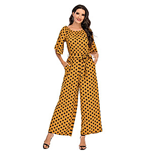 Love Welove Fashion Jumpsuits for Women, Floral Off Shoulder Ruffled Short Sleeve High Waist Wide Leg Pants Romper Dressy
