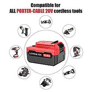KUNLUN 2Pack 6.5Ah 20V MAX Replacement Battery for Porter-Cable 20V Lithium Battery PCC681L PCC685L PCC685LP PCC680L PCC682L PCC600 PCC640 20-Volts Lithium Batteries