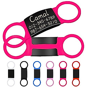 CAMAL 2 Pack Slide-On Pet ID Tags, No Jingle, No Noise, Stainless Steel Dog Tags Personalized for Pets, Silent Dog ID Tag and Cat Id Tag