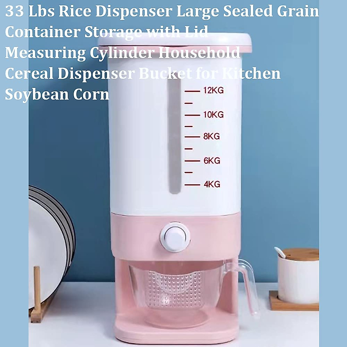 Creamoon WAQIA Rice Bucket Rice Storage Box Large Sealed Grain Container Grain Storage (pink)