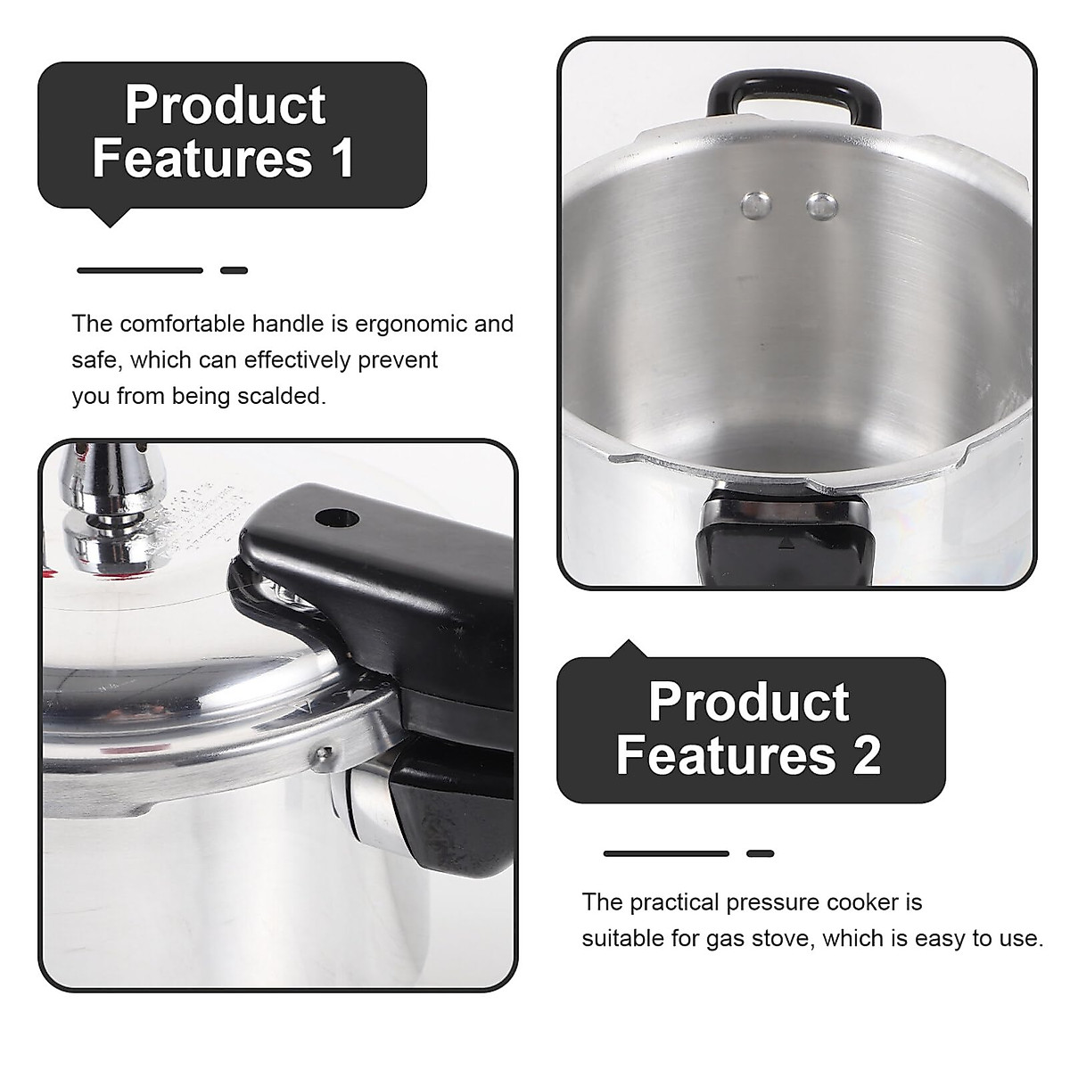 DOITOOL Aluminum Pressure Cooker 16cm/6.3inch Bottom Mini Pressure Cooker for Gas Stove Induction Cooker, Silver