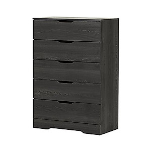 Home Square 4 Piece Modern Bedroom Furniture Set - 6 Drawer Dresser for Bedroom / 5 Chest of Drawers for Bedroom/Small Nightstand with Drawer and Shelf - Set of 2 / Distressed Grey Oak