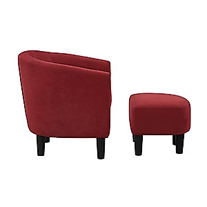 Convenience Concepts Take a Seat Churchill Accent Chair with Ottoman, Red Microfiber