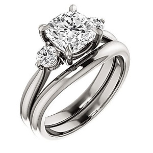 3 CT Cushion Cut VVS1 Colorless Moissanite Engagement Ring Set, Wedding/Bridal Ring Set, Sterling Silver Vintage Antique Anniversary Promise Ring Set Gift for Her (4)