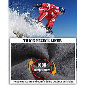 NAVEKULL Men's Ski Snow Pants Fleece Lined Windproof Waterproof Outdoor Snowboard Trousers Winter Warm Soft Shell Hiking Camping Fishing Climbing Travelling Black Grey Pants With Zipper Pockets