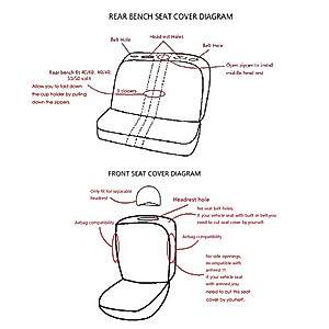 Flying Banner Car Seat Covers Set Front Seats and Rear Bench Polyester Cover Embossed Fabric Block Pattern Black