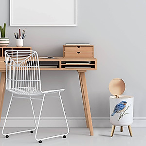 Small Trash Can with Lid Bluebird sitting on a branch watercolor Eastern sialia small songbird 7 Liter Round Garbage Can Elasticity Press Cover Lid Wastebasket for Kitchen Bathroom Office 1.8 Gallon