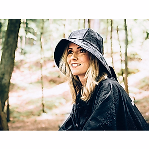 AWHA Souwester, Rain Hat Black/Unisex - Waterproof Cap with Wide Brim and Earflaps