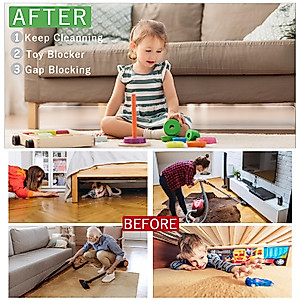 Under Couch Blocker,Toy Blockers for Furniture, Adjustable Gap Bumper Barrier with Strong Tape,Prevent Things Going Under Bed or Sofa (3.15" H x 15.75" L,Clear,8Pack)