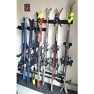 StoreYourBoard Ski Wall Storage Rack, Holds 8 Pairs, Steel Home and Garage Skis Mount