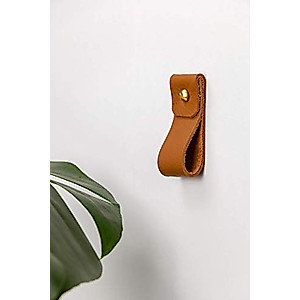 KEYAIIRA - Small Leather Wall Hook, minimalist leather strap hanger for bath towel holder leather wall hook strap towel hook bathroom decor brass towel ring nordic home