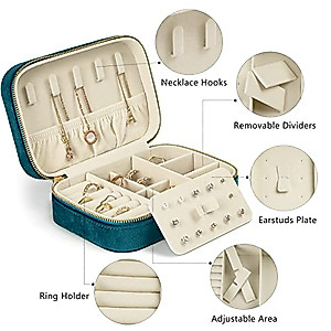KAMIER Small Jewelry Boxes for Women | Velvet Jewelry Organizer Box for Earrings, Ring, Necklaces | Cute Jewelry Box for Women Men Girls(Peacock Blue)