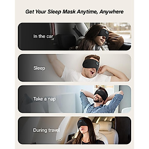 LC-dolida Sleep Headphones, White Noise Bluetooth Sleep Mask 3D Wireless Eye Mask Sleeping with Timing, Sleep Mask with Bluetooth Headphones for Side Sleepers Travel Yoga, Cool Gifts Men Women