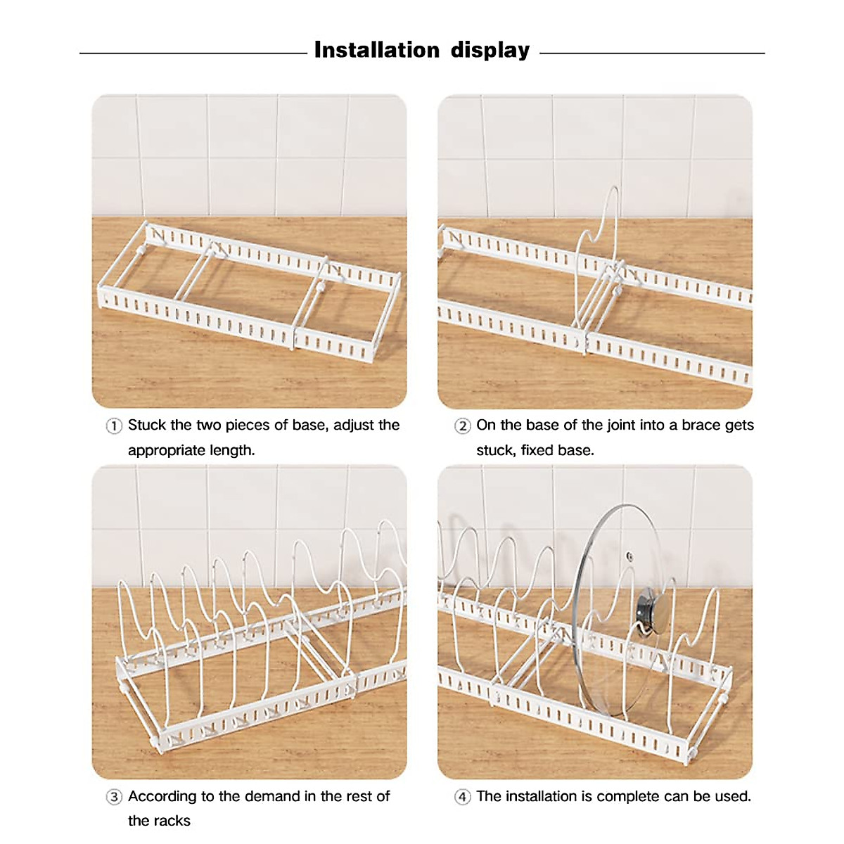 Expandable Pot and Pan Organizers Rack,Pans and Pots Lid Organizer Rack Holder, Kitchen Cabinet Pantry Bakeware Organizer Rack Holder with Adjustable Compartments (WHITE/7Partition)