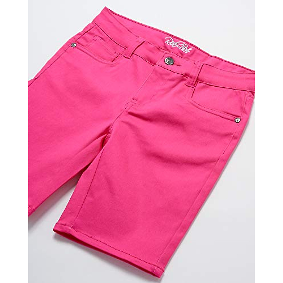 Real Love Girls' Shorts - Super Stretch Twill Bermuda Shorts (2 Pack), Size 14, White/Hot Pink