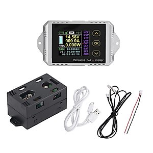 Wireless Battery Tester, Wireless Battery Monitor Voltage Ammeter Power Meter Color LCD Screen Volt Meter/Ammeter/Watt Meter, Wireless Battery Tester Digital (VAT-4300, 0-300A