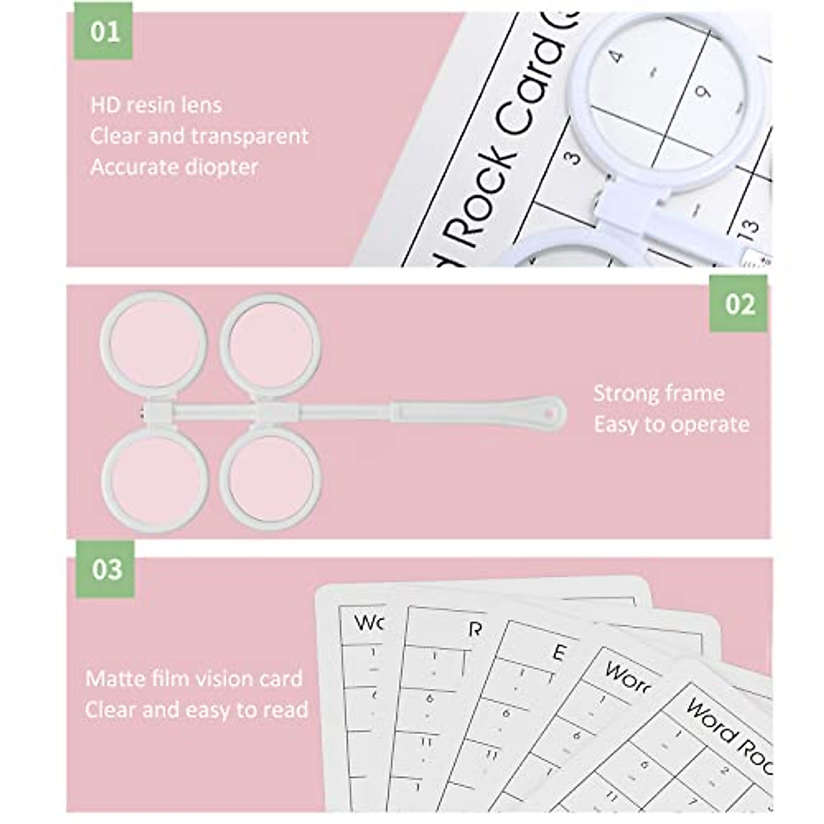 Optical Flipper Plastic Adjustable Optometry Flip Lens Instrument with Vision Test Card, for Myopia, Amblyopia, Astigmatism, Hyperopia(±100)