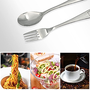 6 Pieces Stainless Steel Kids Flatware, Mirror Polished Child Toddler Silverware Little Bear Spoon and Fork Set, 3 x Safe Forks,3 x Children Tablespoons for Lunch Box