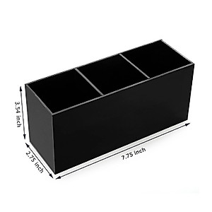 HBlife Makeup Brush Holder Organizer, 3 Slot Acrylic Cosmetics Brushes Storage Solution, Black