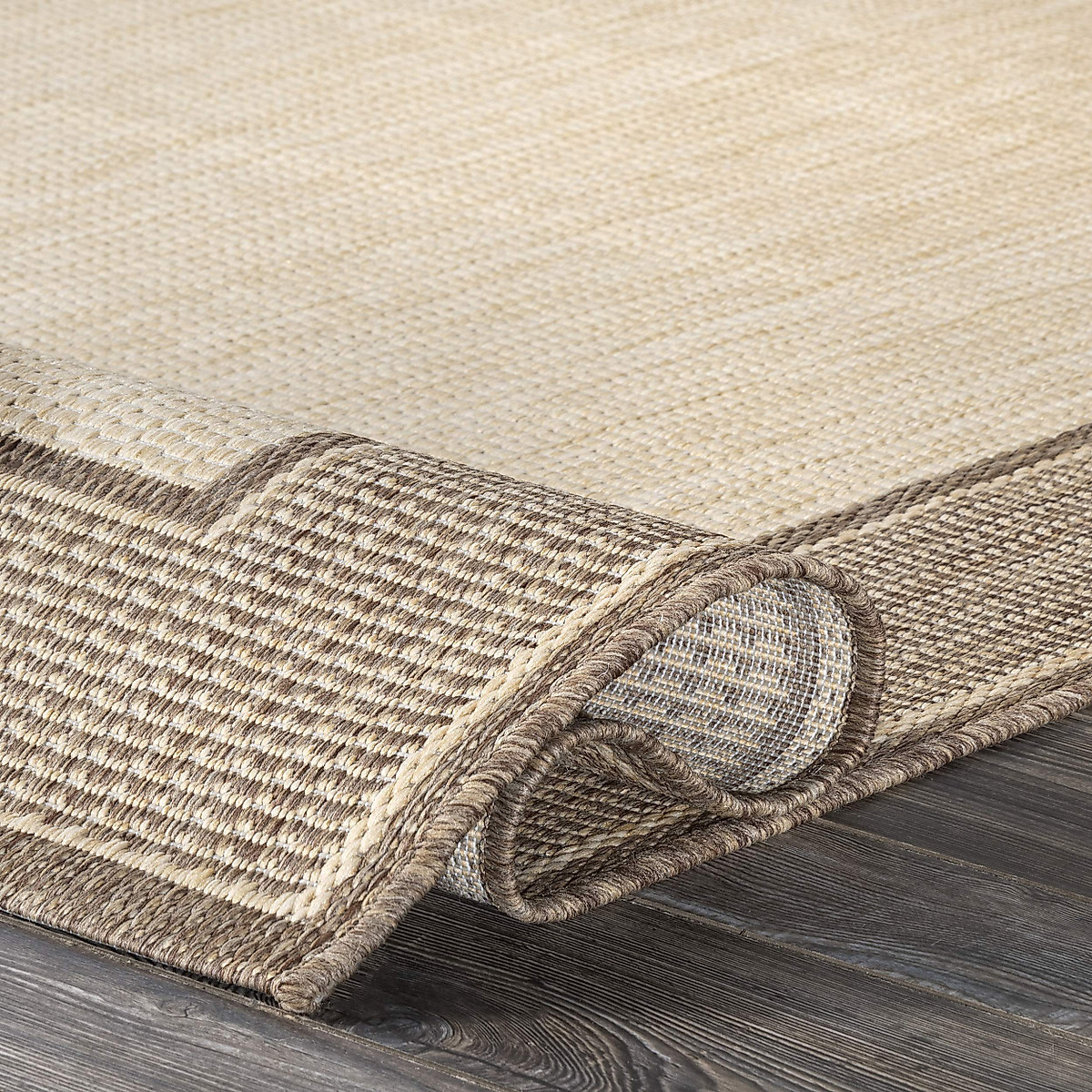 nuLOOM Gris Bordered 3x5 Indoor/Outdoor Accent Rug for Living Room Patio Deck Front Porch Entryway Kitchen, Beige/Tans