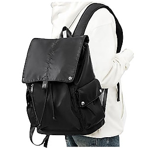 Black School Backpack for Women Men,Middle High School Bookbag Fashion School Backpack for Teens Girls Boys 15.6Inch Waterproof College Students Backpack Lightweight Small Casual Laptop Backpacks